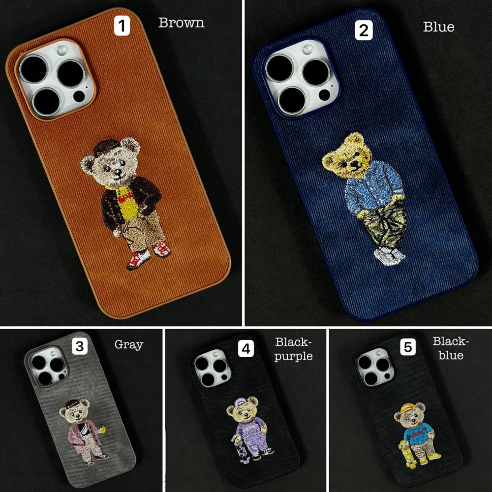Накладка Teddy Bear Embroidered РОЗПРОДАЖ iPhone 12-12 Pro