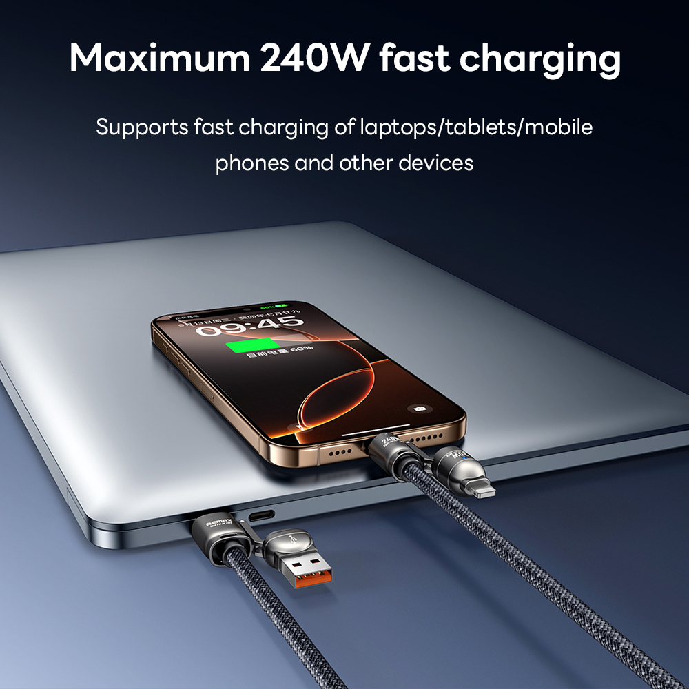 Шнурок-тримач з кабелем Remax C7 Vanguard USB+Type-C to Lightning+Type-C 240W 1.5m