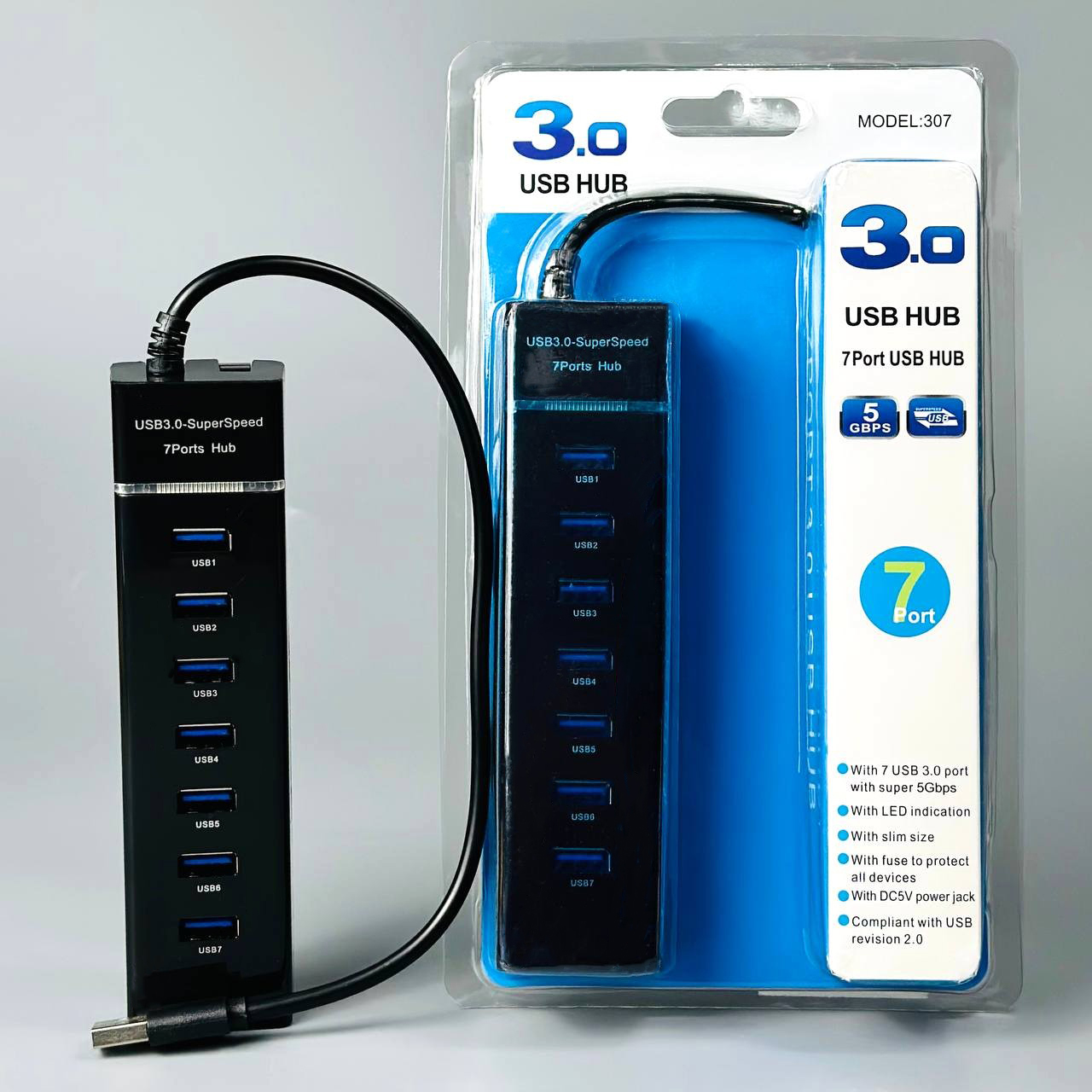 USB HUB Super Speed 7 Ports USB3.0 30см
