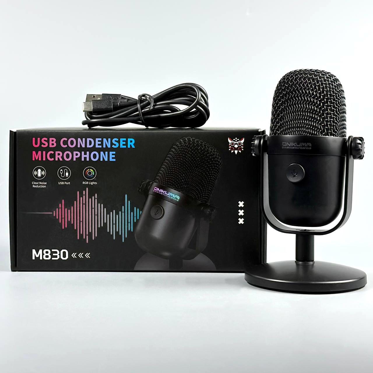 Ігровий мікрофон Onikuma M830 RGB Condenser Gaming від USB